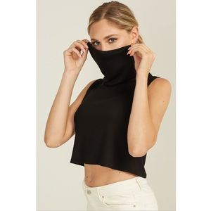 Tops | Mask Turtleneck Crop Top Black | Poshmark